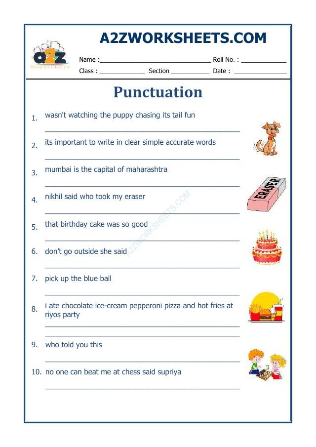 A2Zworksheets:Worksheet of Class-Iv-English Punctuation Worksheet-04 ...