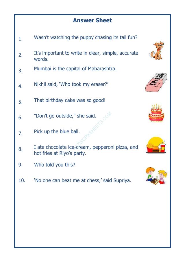 A2Zworksheets:Worksheet of Class-Iv-English Punctuation Worksheet-04 ...