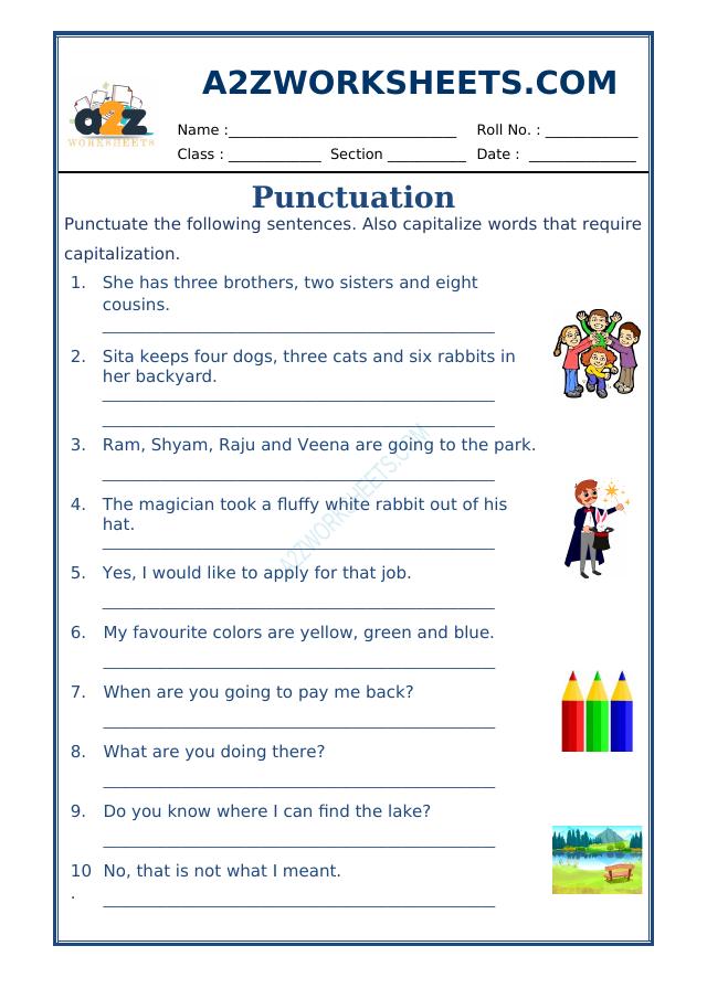 A2Zworksheets:Worksheet of Class-V-English Punctuation Worksheet-05 ...