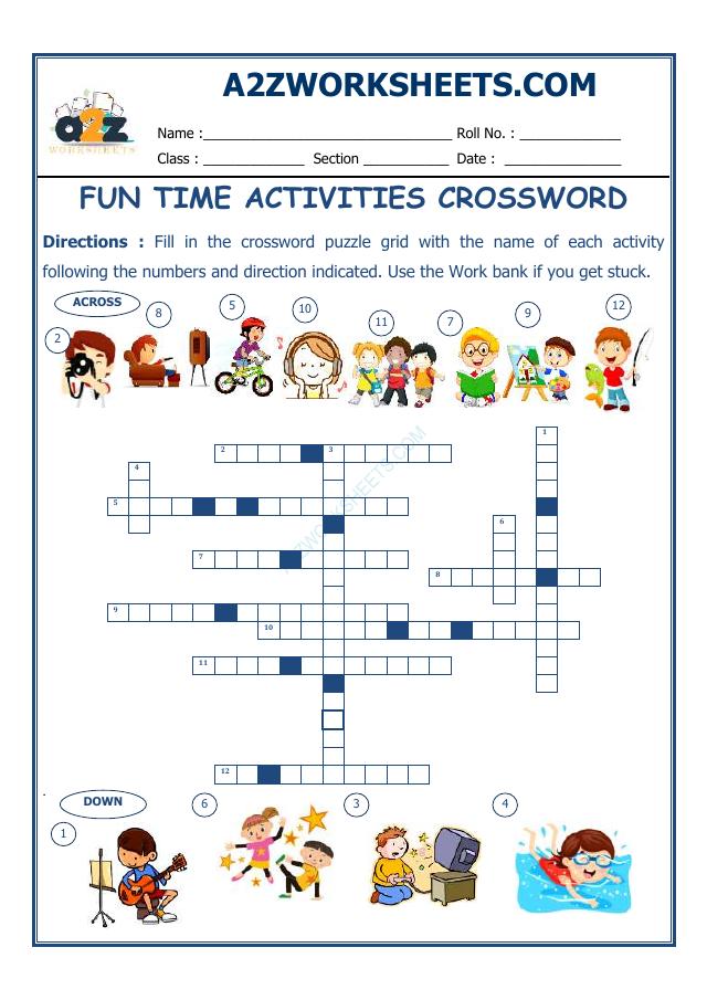 A2Zworksheets:Worksheet of Class Iv-Cross Words-Fun Time Activities ...