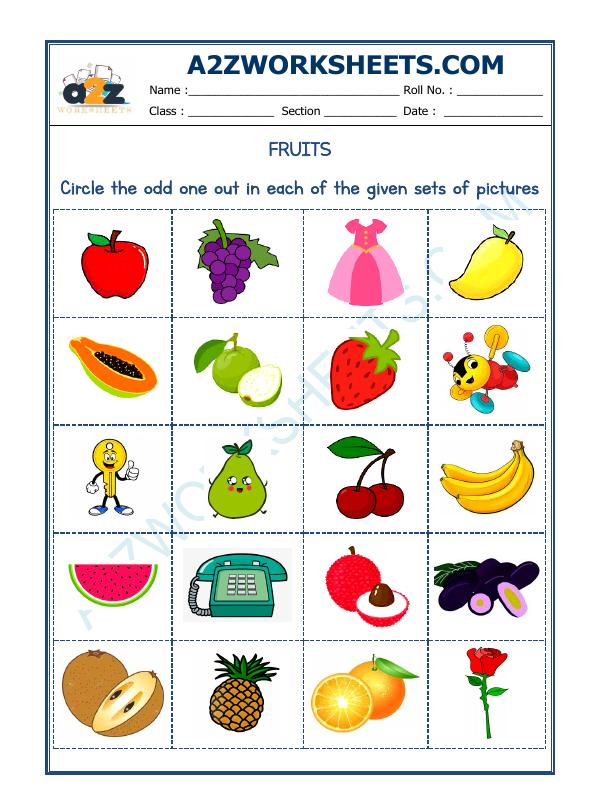 A2Zworksheets:Worksheet of Kindergarten - Odd One Out-03-Logical ...