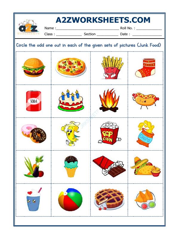 A2Zworksheets:Worksheet of Nursery - Odd One Out-01-Logical Reasoning ...