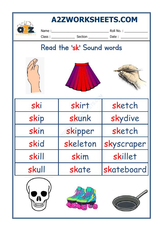 A2Zworksheets Worksheet Of English Phonics Sounds Sk Sound Words