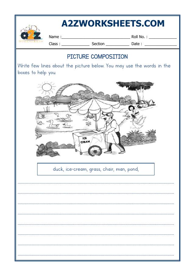 A2Zworksheets:Worksheet of Class-Ii-Picture Composition-06-Writing-English