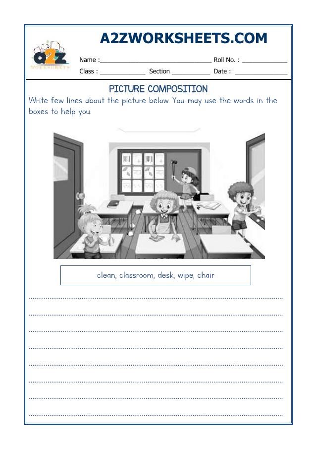 A2Zworksheets:Worksheet of Class-Ii-Picture Composition-10-Writing-English