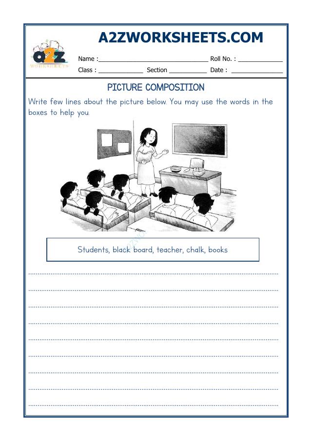 A2Zworksheets:Worksheet of Class-Ii-Picture Composition-12-Writing-English