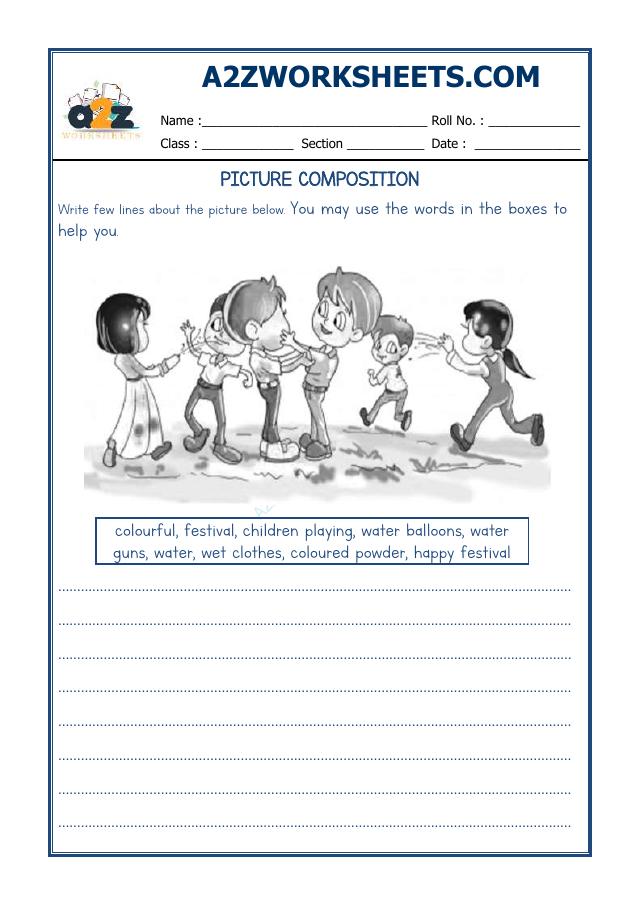A2Zworksheets:Worksheet of Class-Ii-Picture Composition-13-Writing-English
