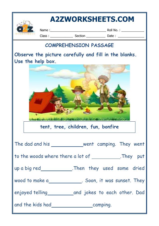 A2Zworksheets:Worksheet of Class Ii-Picture Comprehension-30-Reading ...