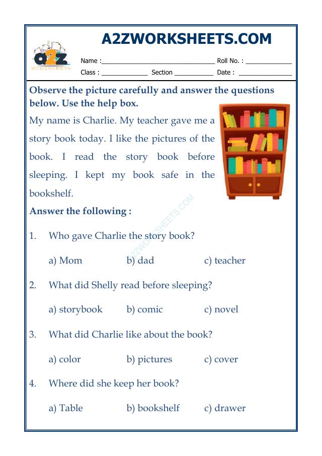 A2Zworksheets:Worksheet of Class Ii-Picture Comprehension-34-Reading ...