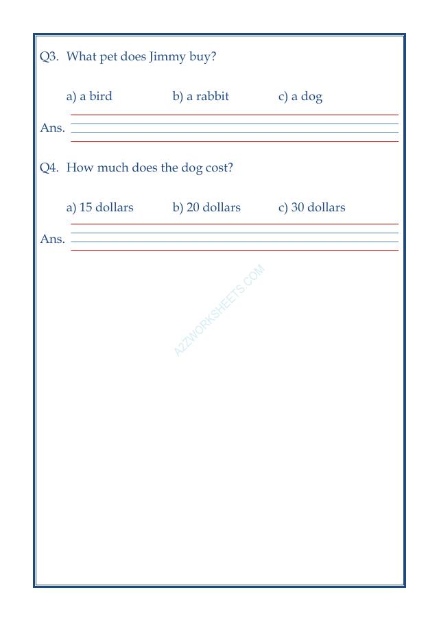 A2Zworksheets:Worksheet of Class Ii-Picture Comprehension-38-Reading ...