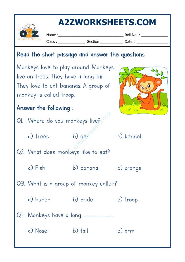 A2Zworksheets:Worksheet of Class Iii-Comprehension Passage-17-Reading ...