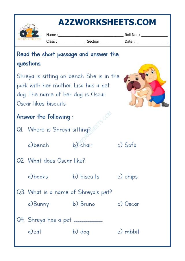 A2Zworksheets:Worksheet of Class Iii-Comprehension Passage-19-Reading ...
