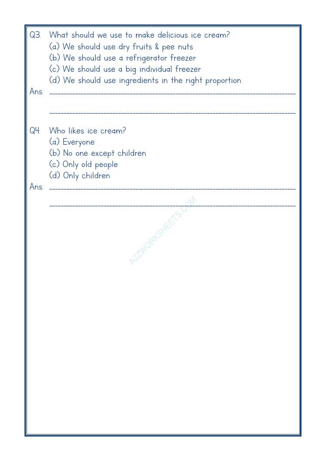 A2Zworksheets:Worksheet of Class Iii-Comprehension Passage-24-Reading ...