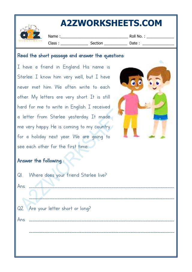 A2Zworksheets:Worksheet of Class Iii-Comprehension Passage-29-Reading ...