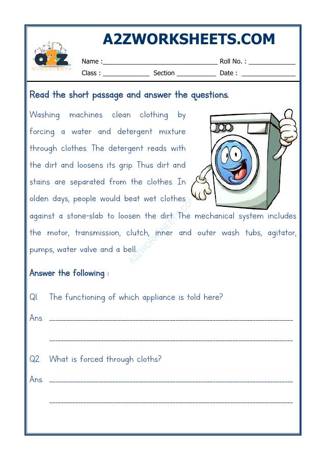 A2Zworksheets:Worksheet of Class Iii-Comprehension Passage-31-Reading ...
