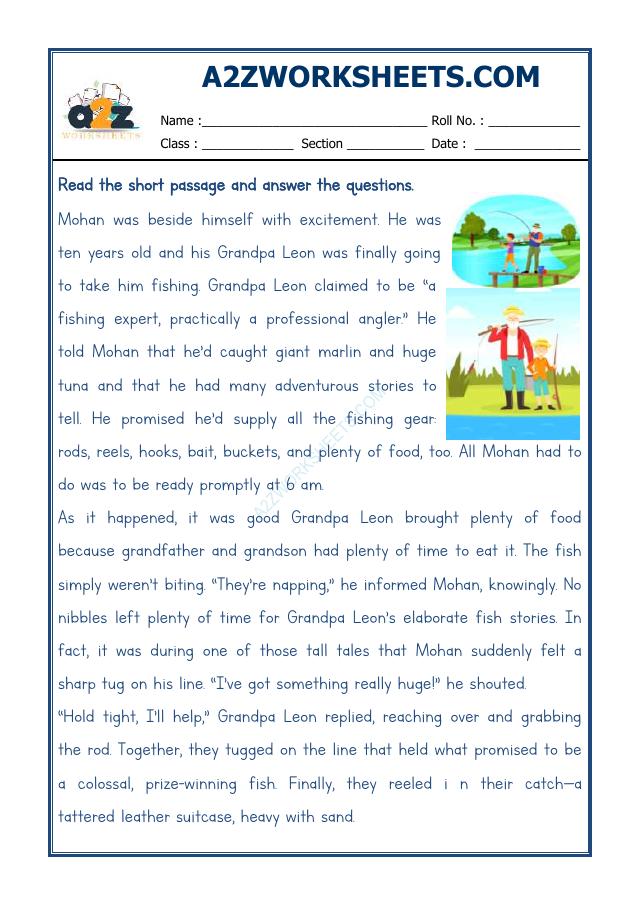 A2Zworksheets:Worksheet of Class Iv-Comprehension Passage-18-Reading ...