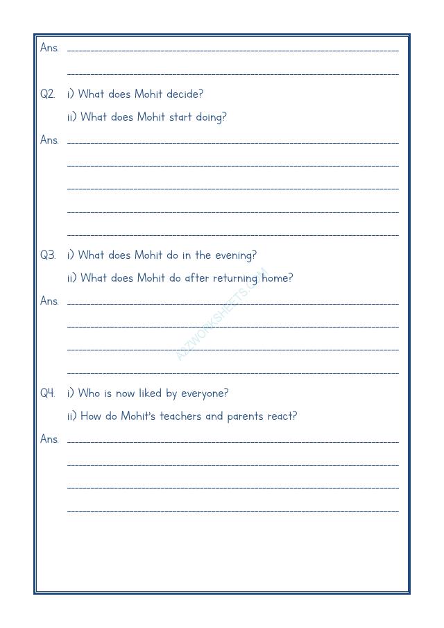 A2Zworksheets:Worksheet of Class Iv-Comprehension Passage-20-Reading ...