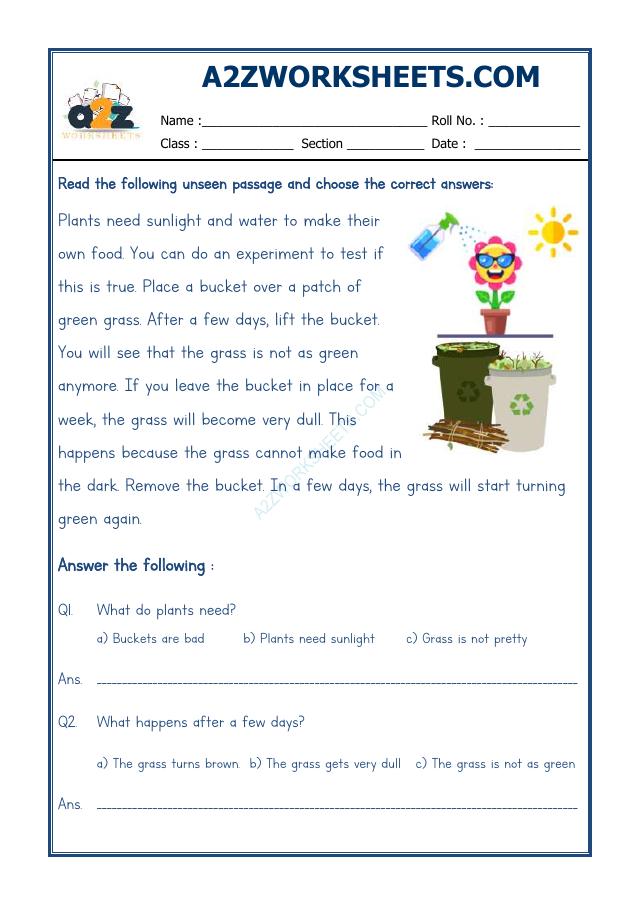 A2Zworksheets:Worksheet of Class Iv-Comprehension Passage-24-Reading ...