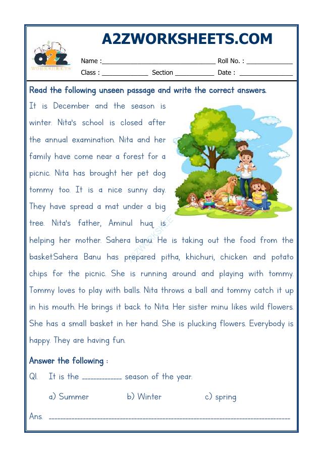 A2Zworksheets:Worksheet of Class Iv-Comprehension Passage-26-Reading ...