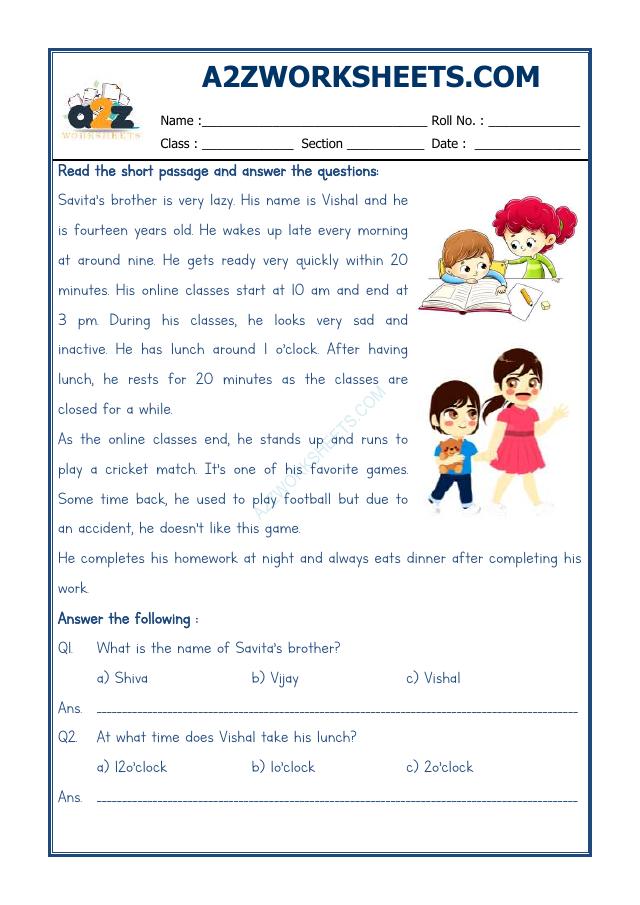 A2Zworksheets:Worksheet of Class Iv-Comprehension Passage-27-Reading ...