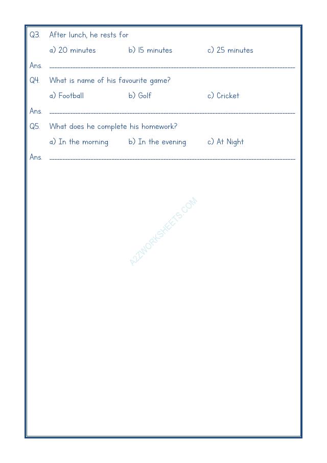 A2Zworksheets:Worksheet of Class Iv-Comprehension Passage-27-Reading ...
