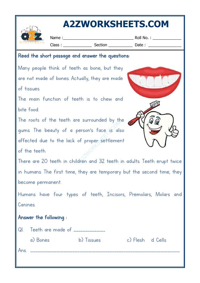 A2Zworksheets:Worksheet of Class Iv-Comprehension Passage-29-Reading ...