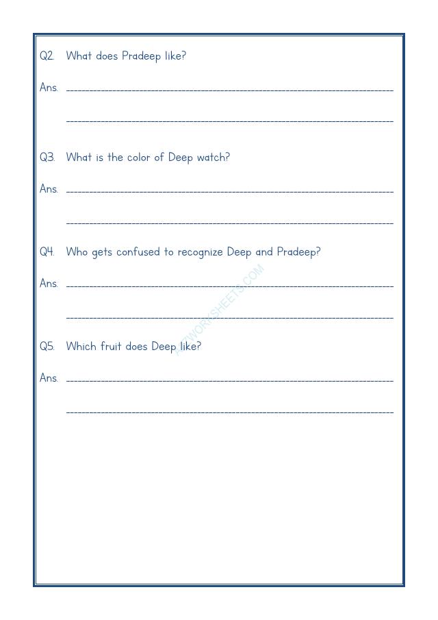 A2Zworksheets:Worksheet of Class Iv-Comprehension Passage-30-Reading ...