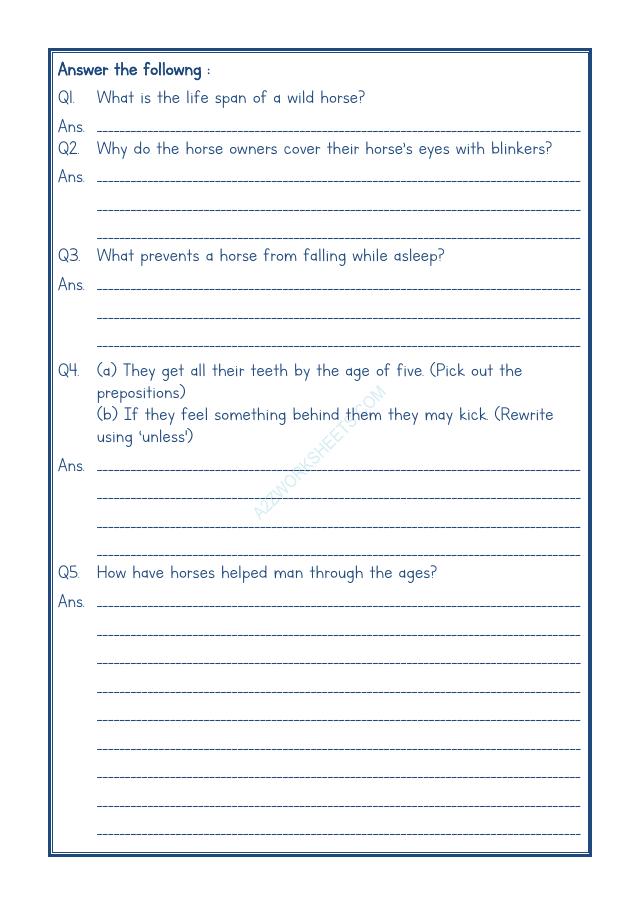 A2Zworksheets:Worksheet of Class-Vi-Comprehension Passage-56-Reading ...
