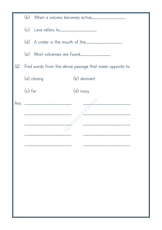A2Zworksheets:Worksheet of Class-Vi-Comprehension Passage-58-Reading ...