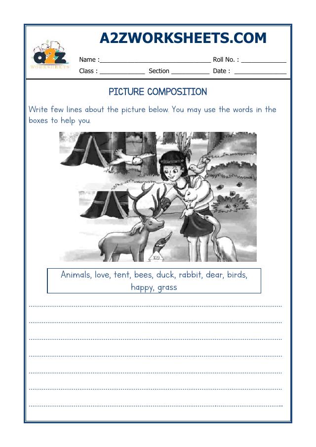 A2Zworksheets:Worksheet of Class-V-Picture Composition-09-Writing-English
