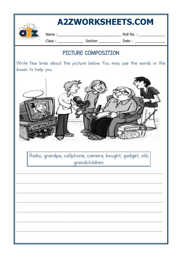 A2Zworksheets:Worksheet of Class-V-Picture Composition-15-Writing-English