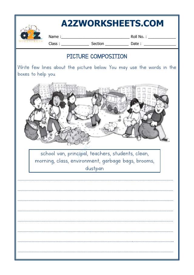 A2Zworksheets:Worksheet of Class-Vi-Picture Composition-05-Writing-English