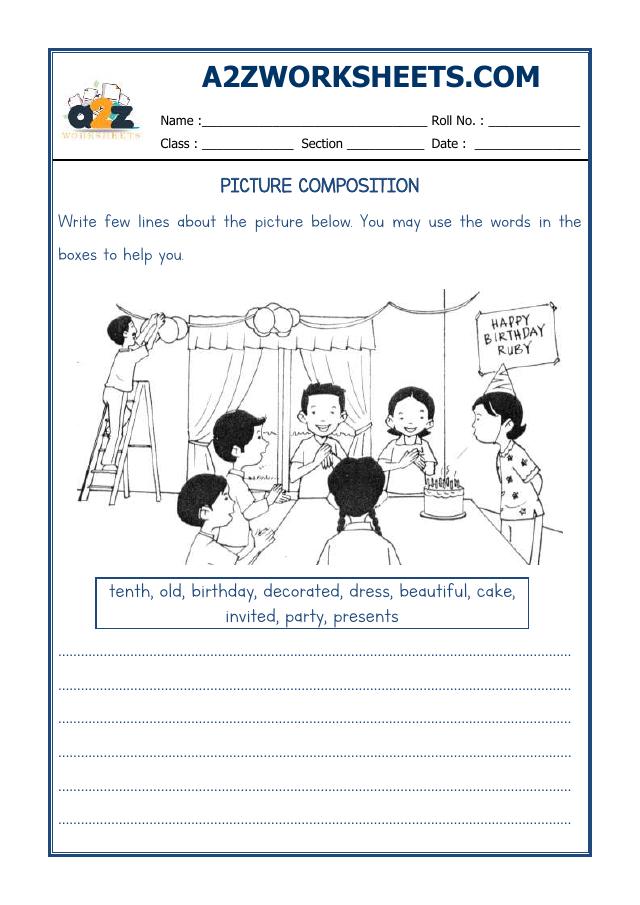 A2Zworksheets:Worksheet of Class-Vi-Picture Composition-07-Writing-English