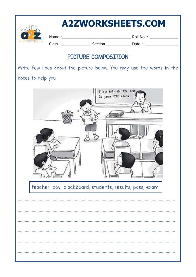 A2Zworksheets:Worksheet of Class-Vi-Picture Composition-08-Writing-English