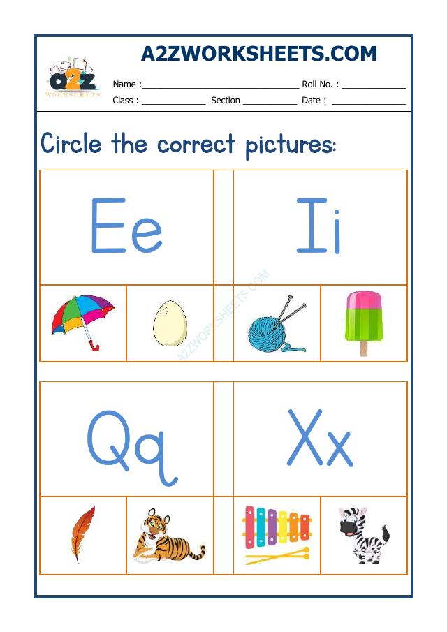 A2Zworksheets:Worksheet of Nursery - Circle The Correct Letter-04 ...