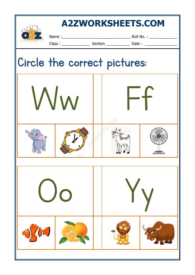 A2Zworksheets:Worksheet of Nursery - Circle The Correct Letter-07 ...
