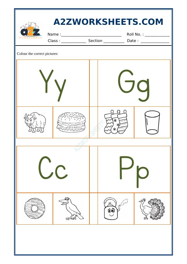 A2Zworksheets:Worksheet of Nursery - Colour The Correct Letter-06 ...
