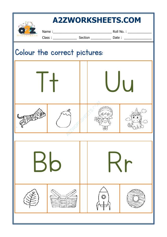 A2Zworksheets:Worksheet of Nursery - Colour The Correct Letter-08 ...