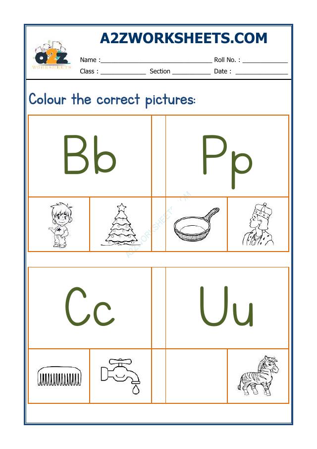 A2Zworksheets:Worksheet of Nursery - Colour The Correct Letter-15 ...