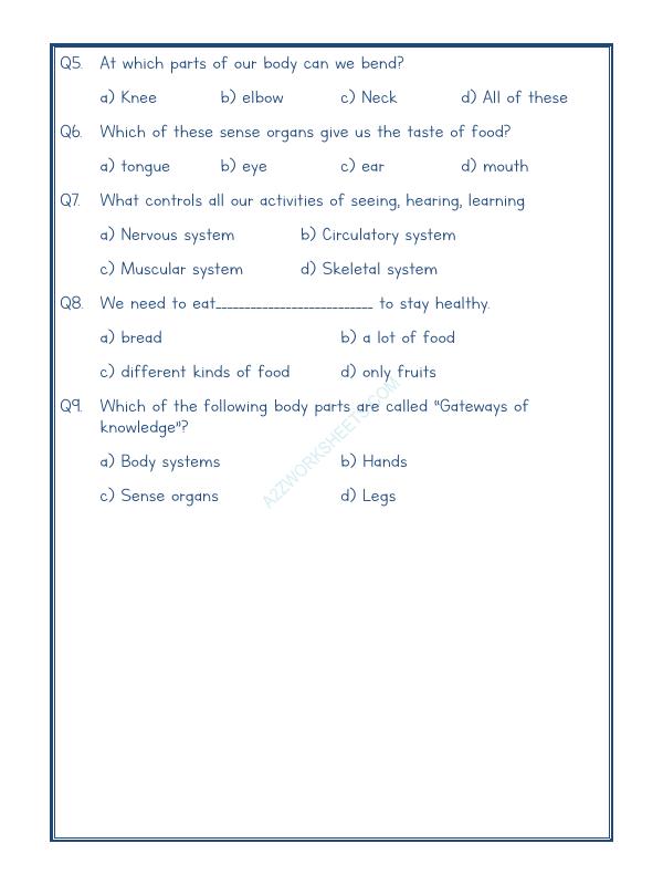 A2Zworksheets:Worksheet of Our Body-03-Humans-Science