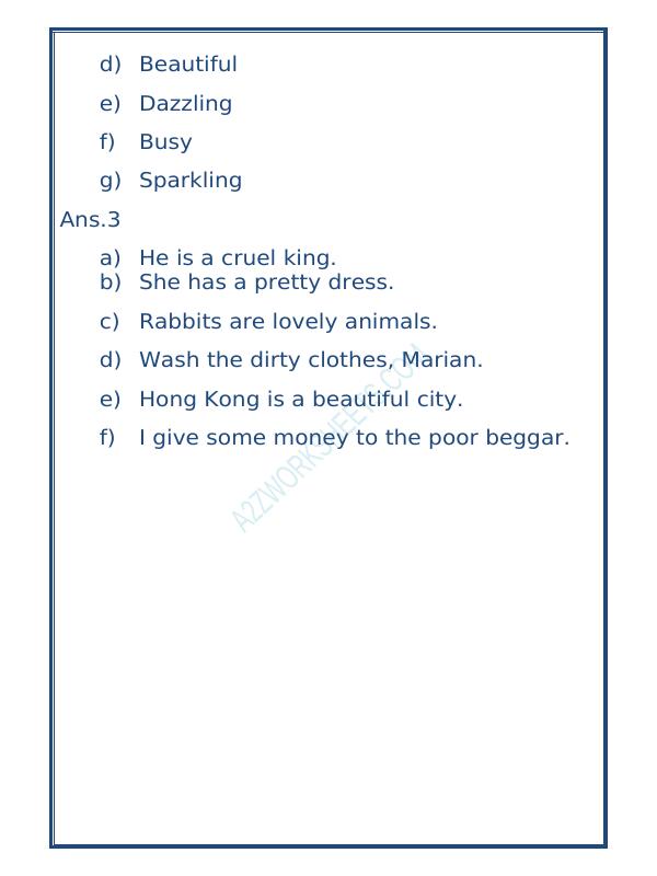 A2Zworksheets:Worksheet of Class-Iii-English Adjectives Worksheet-10 ...