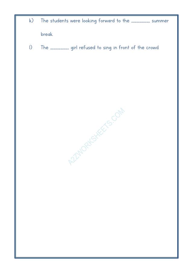 A2Zworksheets:Worksheet of Class-Iii-English Adjectives Worksheet-14 ...