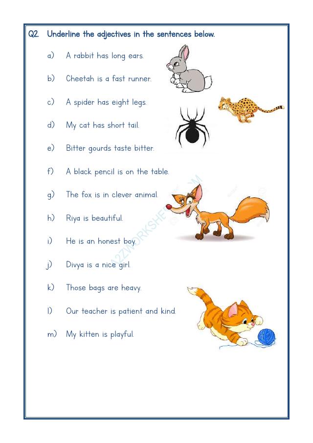 A2Zworksheets:Worksheet of Class-Iii-English Adjectives Worksheet-15 ...