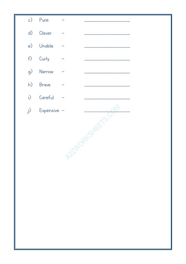 A2Zworksheets:Worksheet of Class-Iv-English Adjectives Worksheet-03 ...