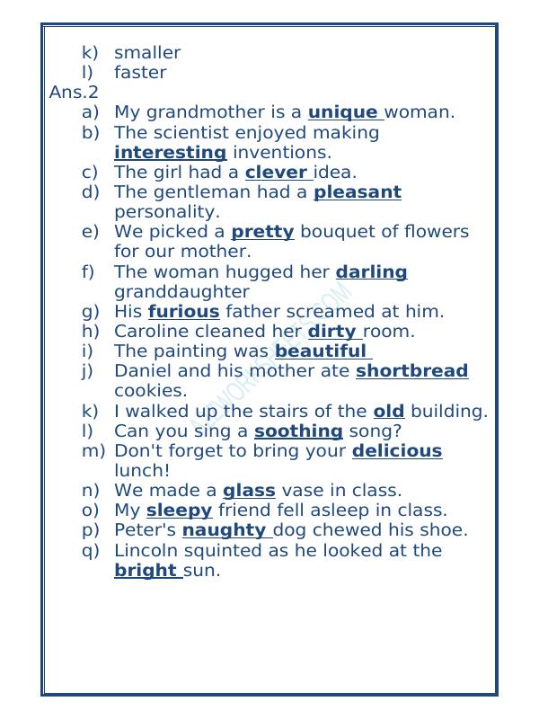 A2Zworksheets:Worksheet of Class-Iv-English Adjectives Worksheet-06 ...