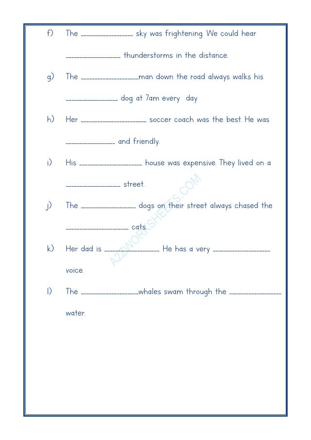 A2Zworksheets:Worksheet of Class-Iv-English Adjectives Worksheet-09 ...