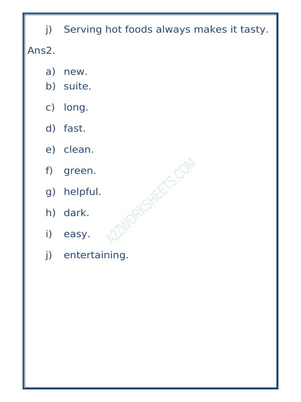 A2Zworksheets:Worksheet of Class-Iv-English Adjectives Worksheet-10 ...