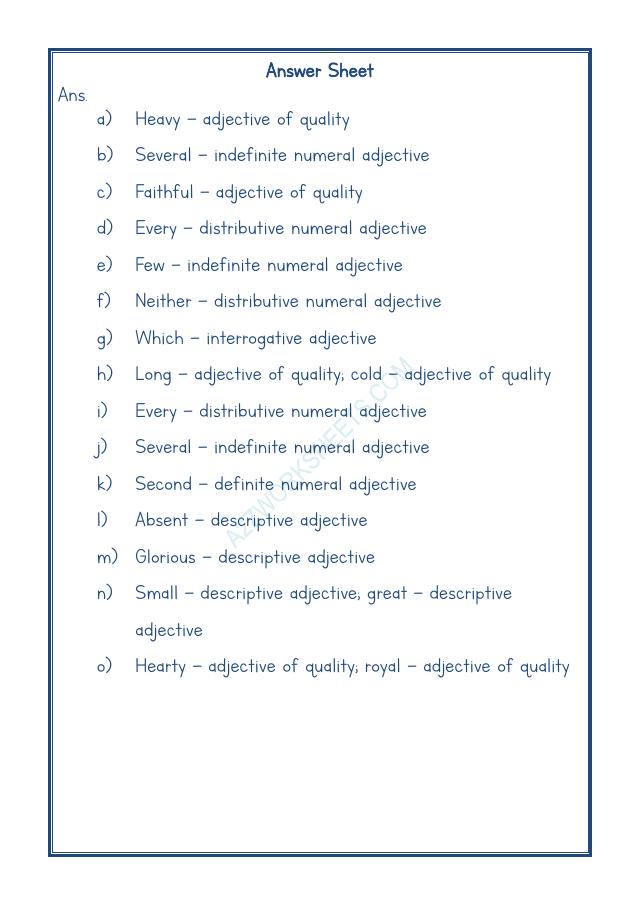 A2Zworksheets:Worksheet of Class-Iv-English Adjectives Worksheet-11 ...