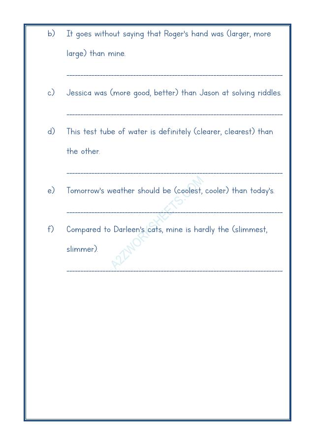 A2Zworksheets:Worksheet of Class-Iv-English Adjectives Worksheet-12 ...