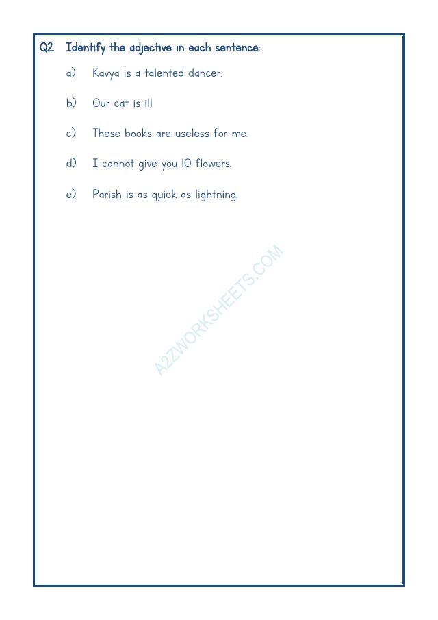 A2Zworksheets:Worksheet of Class-Vi-English Adjectives Worksheet-02 ...